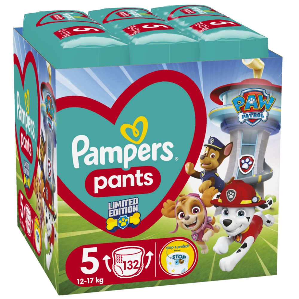 PAMPERS Diapers Active Baby Pants Paw Patrol size 5 (12-17 kg) 132 pcs ...