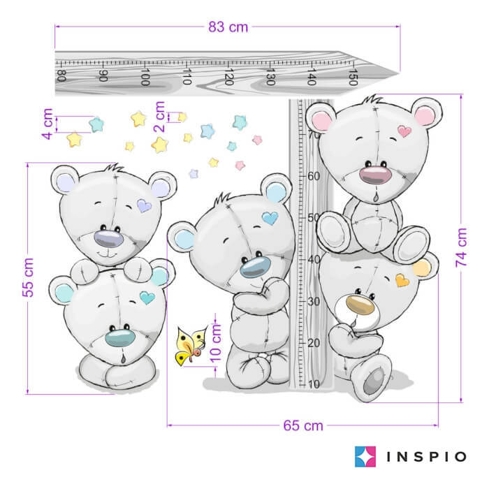 Children's tape measure on the wall - Teddy bears :: Monkey Mum