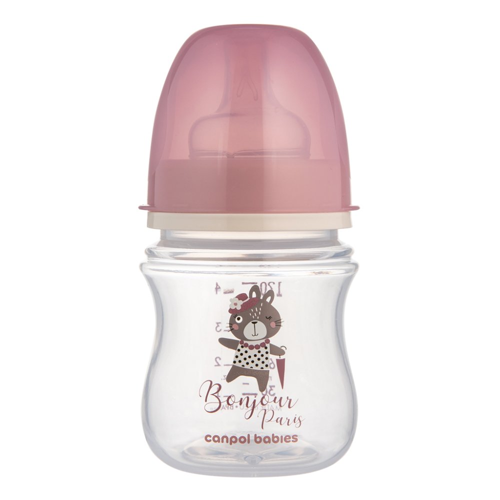 CANPOL BABIES Butelka z szeroką szyjką Bonjour Paris 120 ml różowa ...